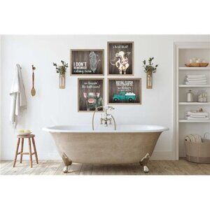 Wall Decor | Farmhouse Bathroom Themed Decor Art Farm Rustic Wood Style ...